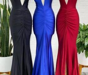 Sexy Key Hole Royal Blue Mermaid Long Prom Dress on Luulla